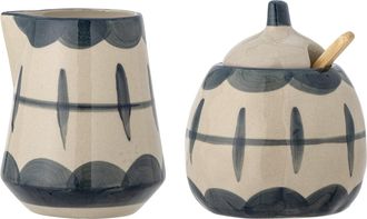 Bloomingville Milchkännchen & Zuckerdose Allium Blau 3er Set Keramik Geschirr