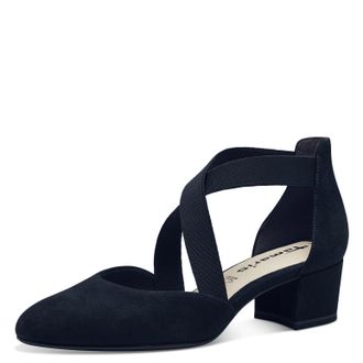 Tamaris Damen Pumps mit Riemchen Leder Blockabsatz; Navy/blau; 41 EU