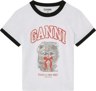 Ganni Femme, Tops, Blanc, Taille: 40 FR T-Chemises