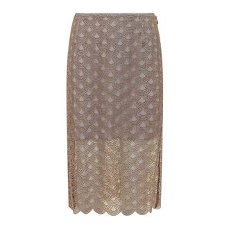 Rotate Scallop Pailletten Midirock - - Skirts - Damen - Grau - 2XS