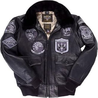 Odeon Blouson Aviateur En Cuir Top Gun NAVY G-1 Bogard by Mike B Version Discrète Cockpit USA Made In USA (FR/ES, Numérique, 36, Taille normale, Taille norm