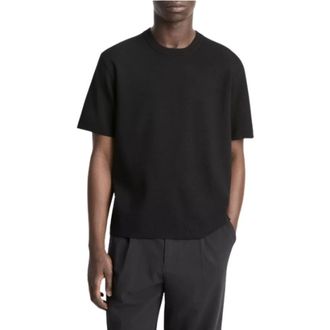 Vince Homme, Tops, Noir, Taille: L Pull à Manches Courtes et Col Ras du Cou Milano