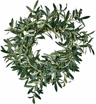 Loberon Kranz Zoey, Olivenkranz, natüriches Flair, festliches Deko-Objekt, Weihnachtsdekoration, Weihnachten, Kunststoff, grün