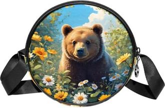 Generic Sac &agrave; bandouli&egrave;re rond pour femme, petit sac &agrave; bandouli&egrave;re avec fermeture &eacute;clair et bretelles r&eacute;glables style d&eacute;contract&eacute; pour femmes et filles