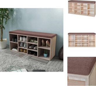 vidaXL Schuhschrank Schuhbank Sitzbank 10 F&auml;cher Eichefarbe - Schuhschrank - Schuhbank - Sitzbank - Eichenholz - M&ouml;bel