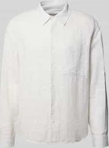 Calvin Klein Freizeithemd aus Leinen-Baumwoll-Mix mit Kentkragen