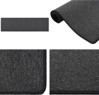 vidaXL Teppichläufer Anthrazit 80x300 cm - Teppichläufer - Anthrazit - Nadelvlies - Polypropylen - Wohnzimmerteppich - Home & Living