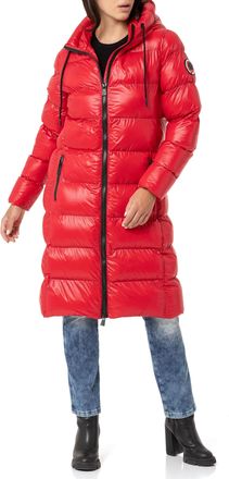 Cipo & Baxx Damen Mantel WM137 Rot - Modische Winterjacke mit warmem Futter, figurbetontem Schnitt und funktionalen Details für kalte Tage und stilvolle Outfits -