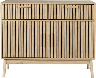 The Home Deco Factory HD0091, Holz-Sideboard im modernen Design mit 2 Schubladen und Doppeltür, ideal für Aufbewahrung und Dekoration, Maße 100 x 35 x 80 cm, braune Farbe