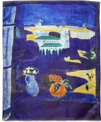 GFM &Eacute;charpe en coton m&eacute;lang&eacute; &agrave; base dart de peinture - &Eacute;charpe toutes saisons (VCP), Henri Matisse-Fen&ecirc;tre &agrave; Tanger, L