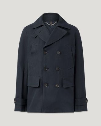 Belstaff Caban Milford Pour Homme Tailored Linen Cotton Twill Bleu Encre Fonc&eacute; Eu 46