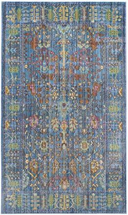 Safavieh Boho Teppich für Wohnzimmer, Esszimmer, Schlafzimmer - Valencia Collection, Kurzer Flor, Blau und Multi, 61 X 91 cm