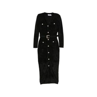 Self Portrait Black Chenille Knit Midi Dress