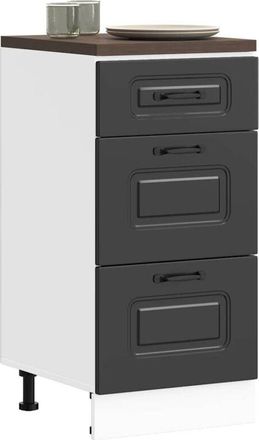 vidaXL Vidaxl - Armoire de cuisine Kalmar noir bois ding&eacute;nierie