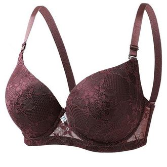 Generic Allaitement avec patchwork en dentelle, soutien-gorge traditionnel &agrave; armatures avec bonnets fins, bralette r&eacute;glable et sexy, caf&eacute;, 40