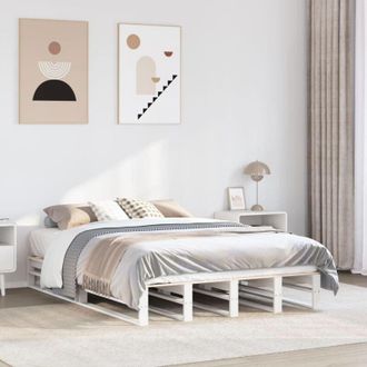 vidaXL Massivholzbett ohne Matratze Wei&szlig; 135x190 cm Kiefernholz Vidaxl