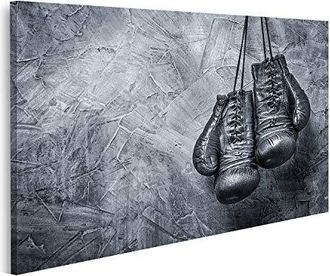 Islandburner Tableau sur Toile Gants de Boxe Vintage accroch&eacute;s sur Un Vieux Mur Cadre Affiche Poster Murale Tableaux