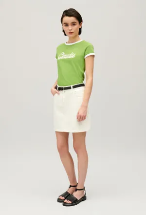 Claudie Pierlot Jupe courte jean &eacute;crue