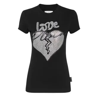 Philipp Plein Femme, Tops, Noir, Taille: 40 FR T-shirt Col Rond Coupe Pure