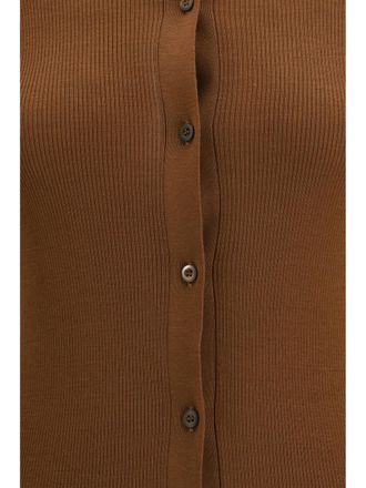 Prada Ribbed Wool Cardigan - Brown