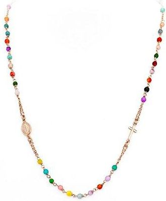 Amen Collection - Chapelet collier en pierres de jade multicolores et argent 925