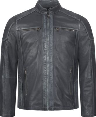 Rock Creek Herren Lederjacke Biker Jacke Echtleder Motorradjacke Leder Jacken Herrenjacke Kentkragen Winterjacke &Uuml;bergangsjacke H-383 Anthrazit 2XL