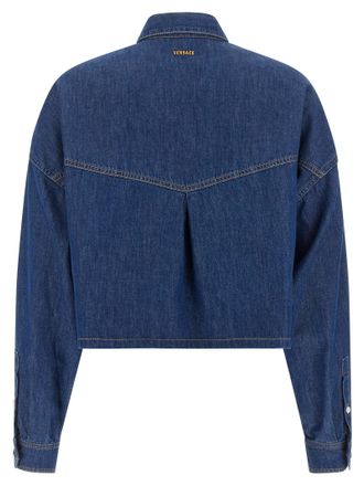 Versace Cotton Denim Cropped Shirt - Blue
