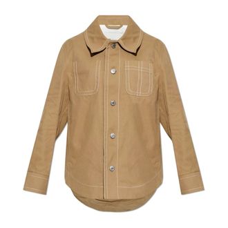 Ami Femme, Vestes, Brun, Taille: 38 FR Veste en jean avec poches