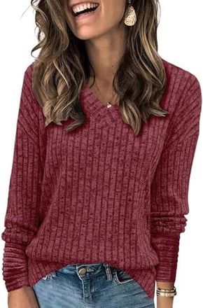 TOMWELL Femmes Couleur Unie Pull Boutons Décor À Manches Longues Col Rond Pull Tricoté Blouse Hauts Décontracté Ample T-Shirt Cardigan À Boutonnage Simple Ray
