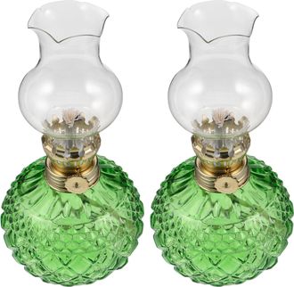 Amosfun 2st&uuml;cke Vintage-&ouml;llampe F&uuml;r Innenbereich Mit Klarglaszylinder Petroleumlampe Im Retro-Stil Antike Glaslaterne F&uuml;r Dekoration Campinglaterne Sturmlampe