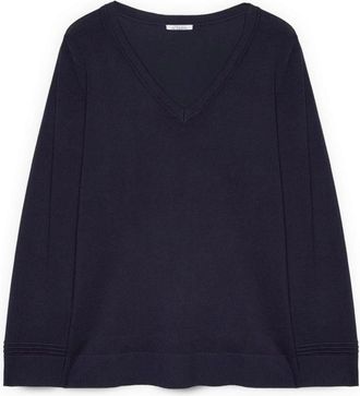 Fiorella Rubino Pull col en V - Femme - Pulls - Bleu - Taille: 36 FR