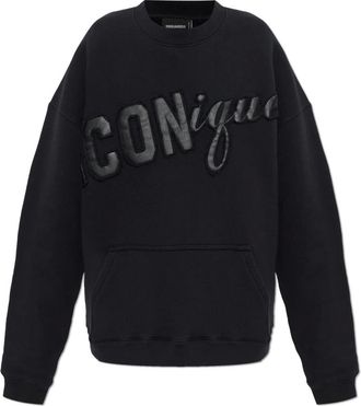 Dsquared2 Femme, Sweatshirts et sweats &agrave; capuche, Noir, Taille: 42 FR SweaT-shirt avec patch