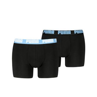 Puma Boxershorts PUMA PUMA MEN EVERYDAY BASIC BOXERS 2P, Damen, Gr. L, schwarz (schwarz, cool blau), Single Jersey, Obermaterial: 95% Baumwolle, 5% Elastha