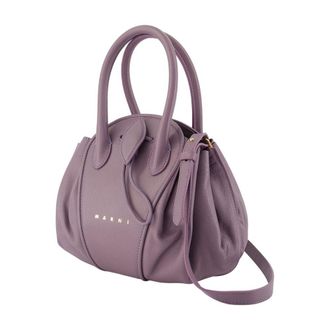 Marni Womens Tulipea Shoulder Bag Purple Calfskin