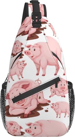 AOOEDM Lustige rosa Schweinemuster Kreuz Brusttasche Diagonally Sling Rucksack Crossbody Umhängetasche Reisen Wandern Tagesrucksäcke für Männer Frauen
