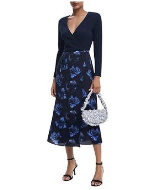 Desigual Robe tiss&eacute;e &agrave; Manches Longues pour Femme, Bleu