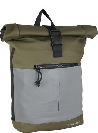 New Rebels Bowie New York Olivgrün 21L Rucksack Rolltop Reflektion Wasserabweisend Laptop 15.6