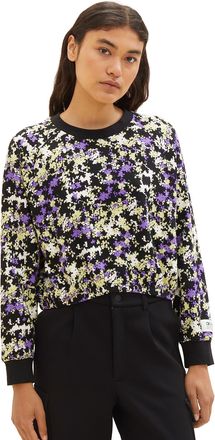Tom Tailor Damen 1038316 Basic Sweatshirt, 32418-lilac Green Flower Print, S