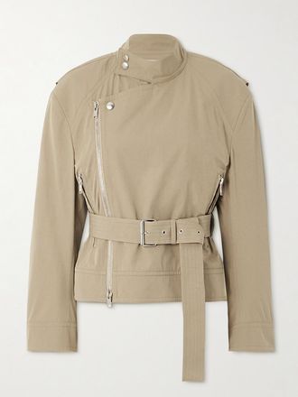 Bottega Veneta Asymmetrische Jacke Aus Einer Baumwollmischung Mit Gürtel - Neutral