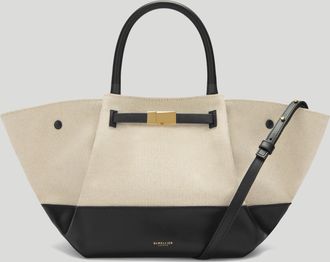 DeMellier The Midi New York Salz-Pfeffer-Leinwand Schwarz Glatt DeMellier