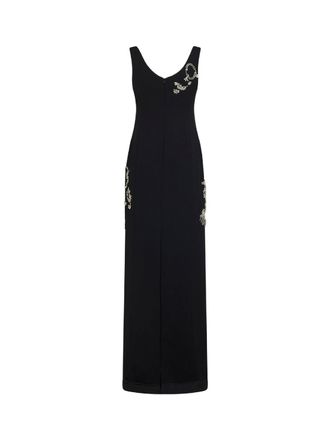 Dries Van Noten Womens Dress Long Crepe Black Polyester