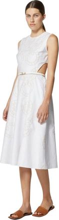 Silvian Heach Femme, Robes, Blanc, Taille: 36 FR Robe Midi avec Broderie et D&eacute;tails D&eacute;coup&eacute;s