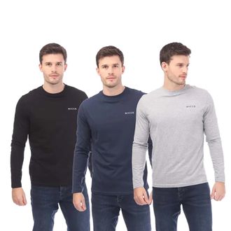 Nicce London Julian T-Shirt für Herren(3er-Pack) Langärmlig (Schwarz/Marineblau/Grau)