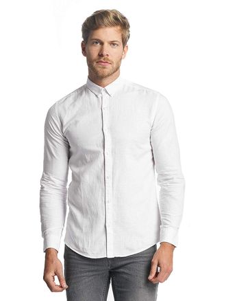 Only & Sons Herren onsCLATA Linen LS Shirt NOOS Businesshemd, Wei&szlig; (Bright White Bright White), Small