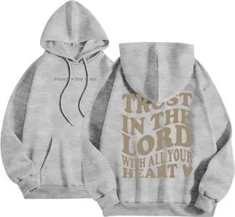 Generic HUIFUAO - Sweat à capuche chrétien « God Is Within Her She Will Not Fall » pour femmes, sweat à capuche surdimensionné Jésus pour femmes, chandail à m