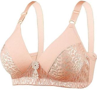 Generic 2026 Soutien-gorge pour femme respirant pour femmes moyennes et personnes &acirc;g&eacute;es sans anneaux en acier Bonnet moyen Jacquard envelopp&eacute; fin, rouge past&egrave;