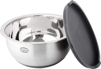 Dr. Oetker R&uuml;hrsch&uuml;ssel mit Deckel &Oslash; 24 cm, 5 Liter K&uuml;chensch&uuml;ssel, Salatsch&uuml;ssel mit rutschfestem Silikonboden, hochwertige Teigsch&uuml;ssel aus Edelstahl (Farbe: G