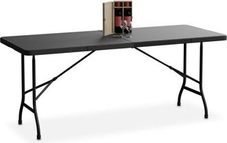 Relaxdays Gartentisch, klappbar, hbt: 72 x 180 x 74 cm, Kunststoff, Stahl, wetterfest, 8 Personen, Campingtisch, schwarz - Relaxdays