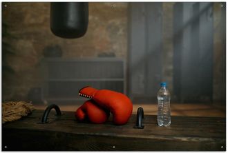 Wallario Outdoor-Poster f&uuml;r Garten oder Balkon Pause im Boxstudio, Motivbanner Gr&ouml;&szlig;e: ca. 60 x 90 cm, Outdoor-Bild