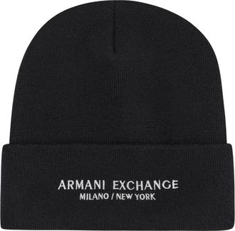 A|X Armani Exchange Beanie Hat Milano / New York ASV - - Accessories - Herren - Schwarzk - ONE SIZE